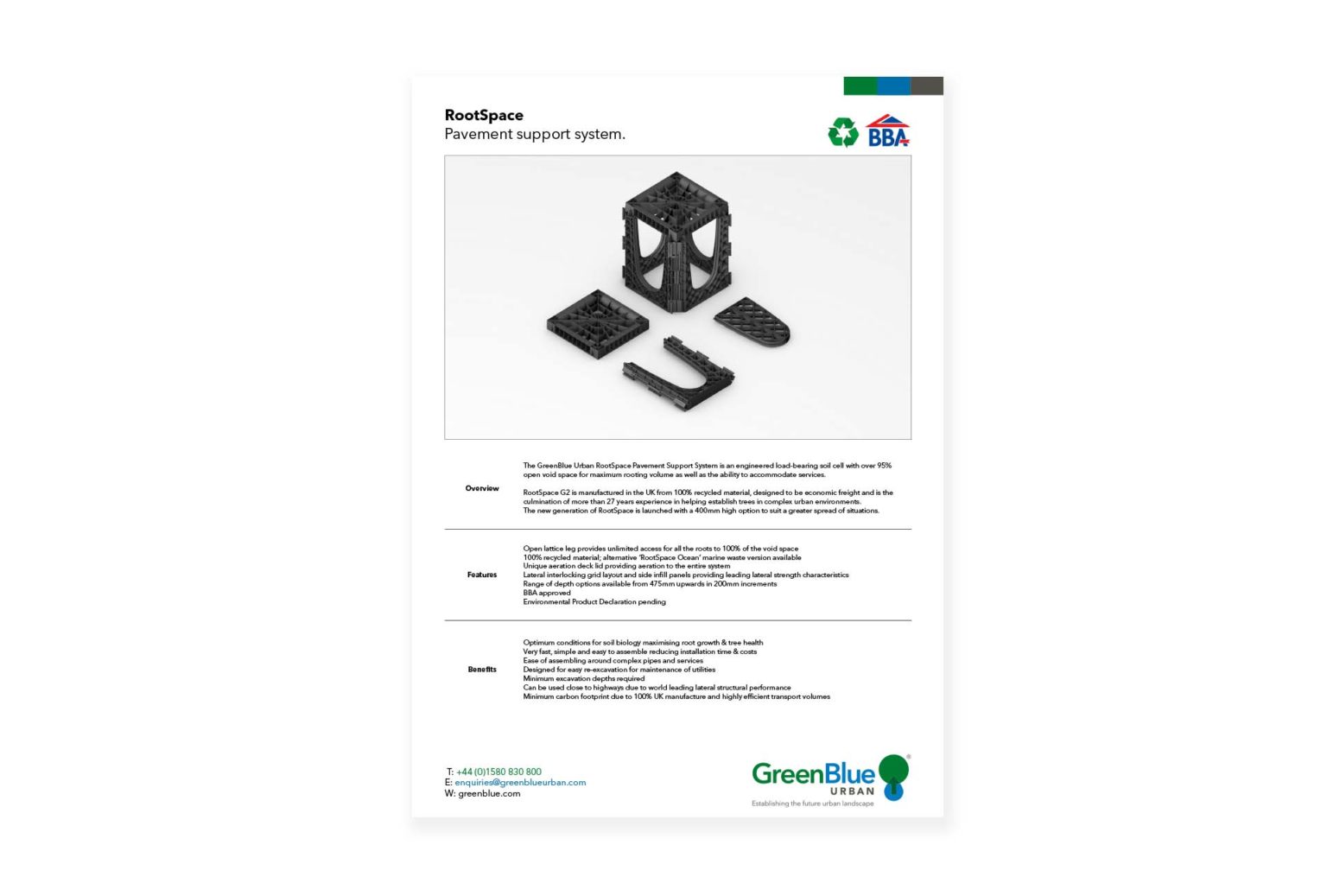 RootSpace Pavement Support System Datasheet - GreenBlue Urban