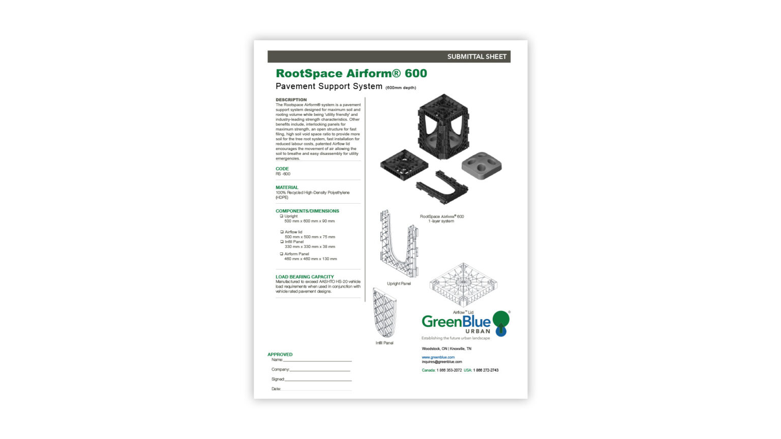 RootSpace Airform® 600 Datasheet - GreenBlue Urban